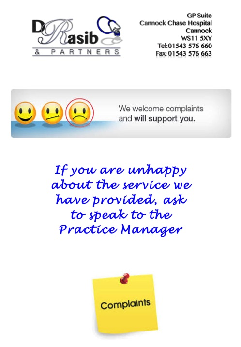Dr Rasib & Partners - Feedback and Complaints